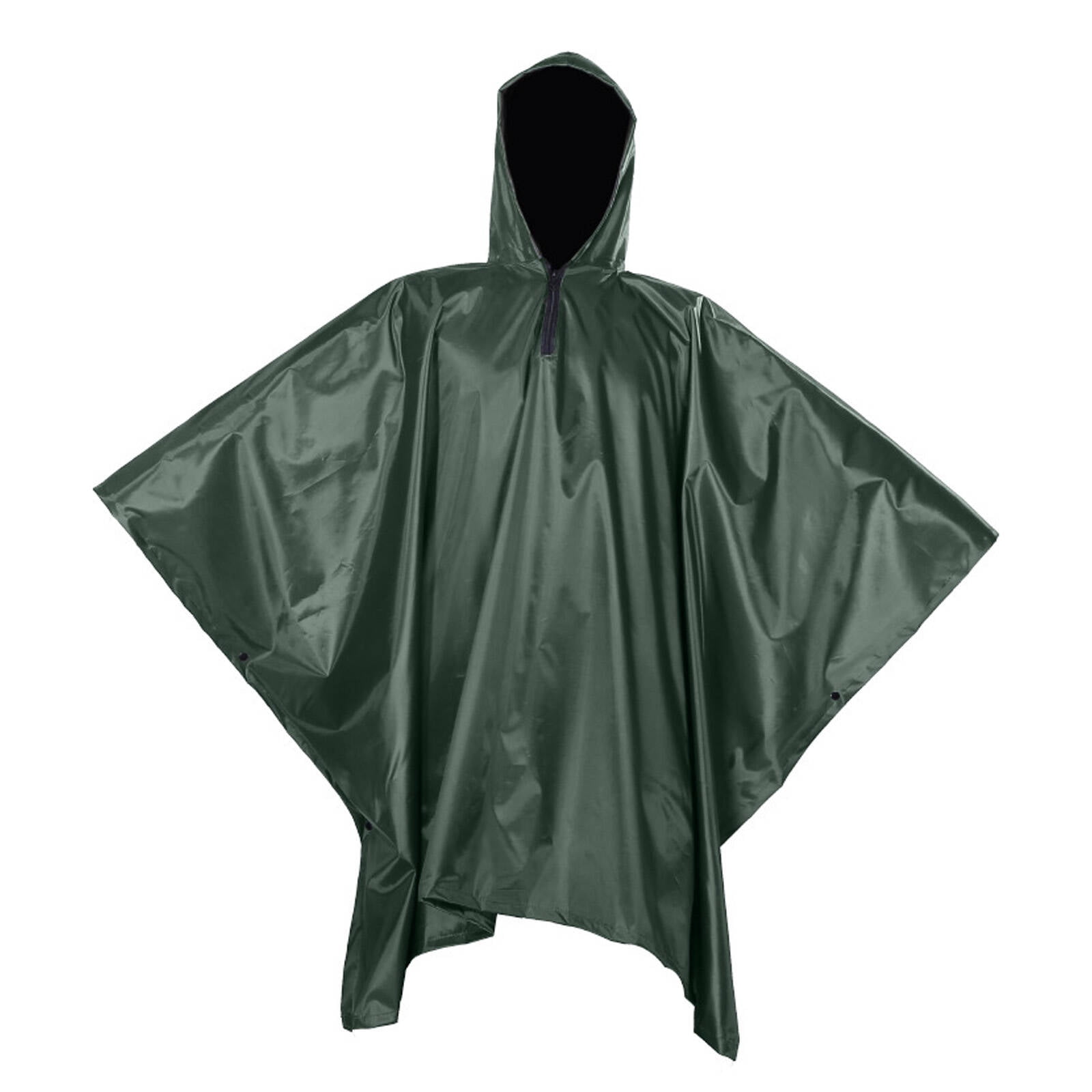 AUQ Rain Poncho Hidden Side Buttons Rain Ponchos for Adults,100% ...