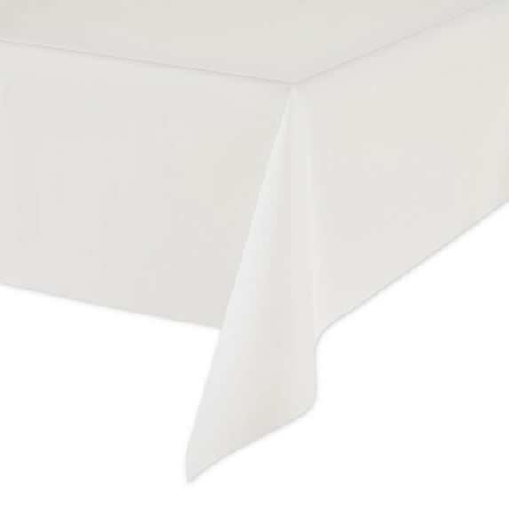 AUQ Rectangular 54" X 108" White Plastic Table Covers,3 Count,White ...