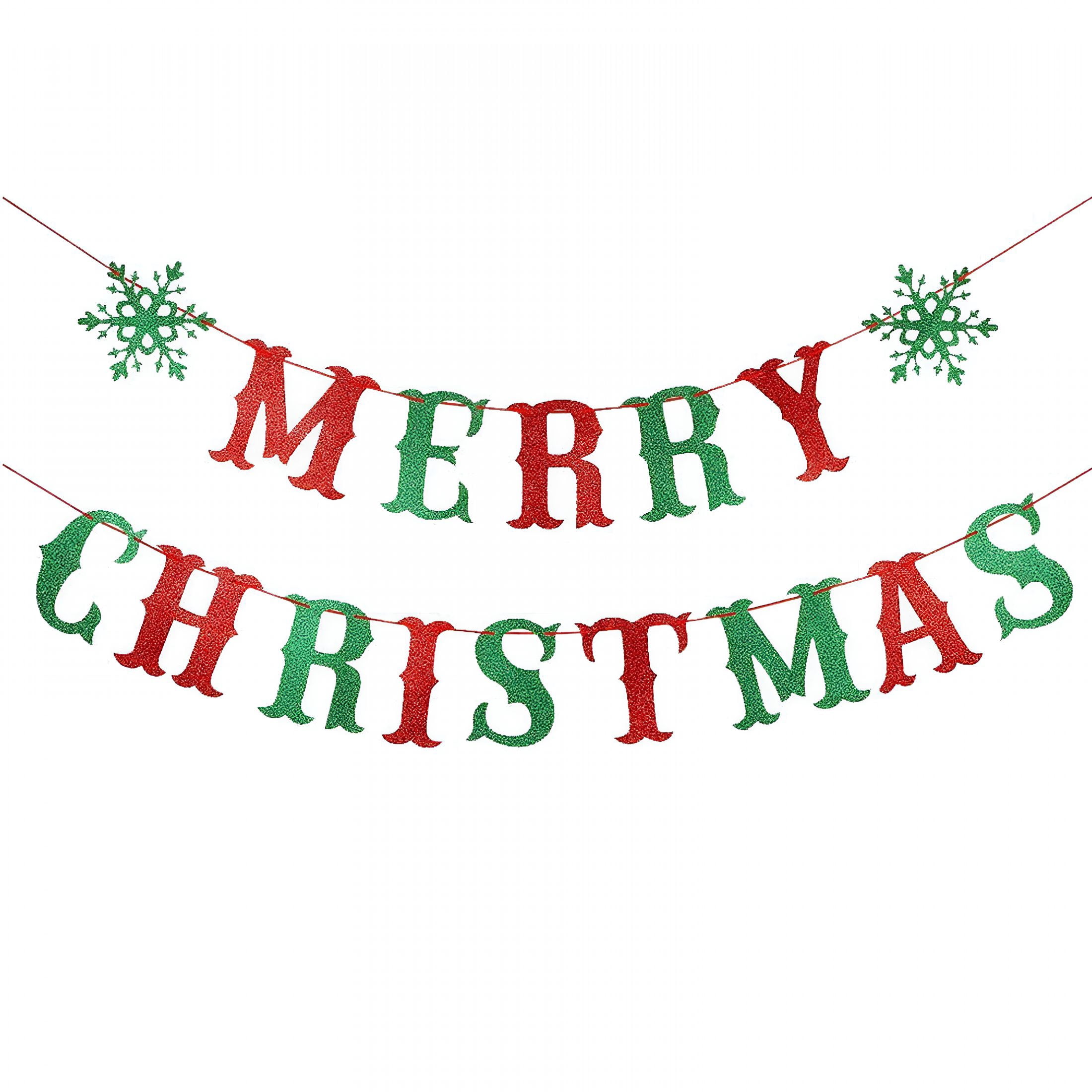 AUQ Red And Green Merry Christmas Banner Merry Christmas Sign Garland ...
