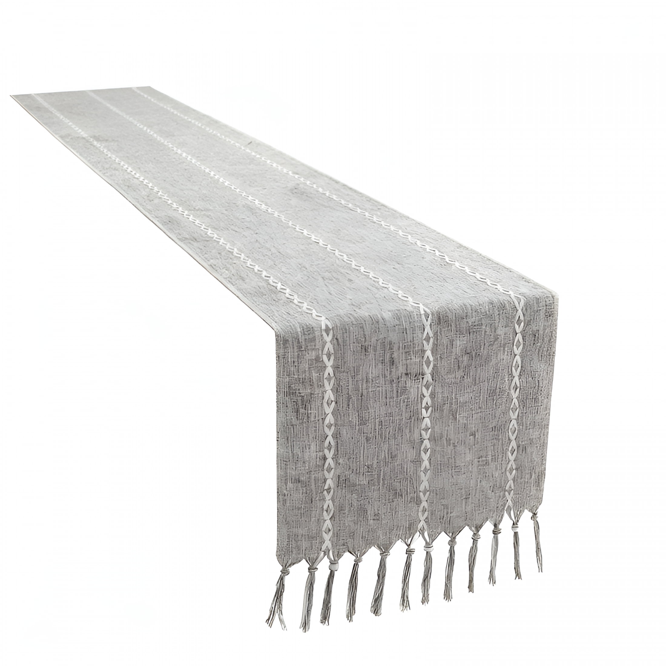 AUQ Rustic Linen Table Runner, Farmhouse Style Table Runner with Hand ...