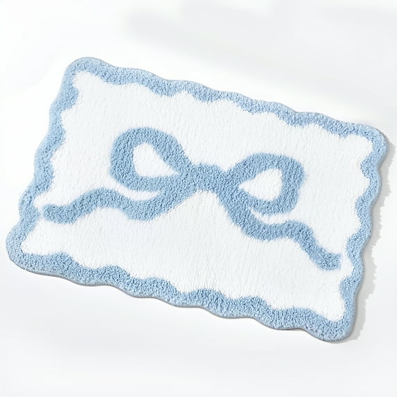 AUQ Scalloped Bow Rug - Pink Bathroom Rugs Coquette Bow Room Decor ...