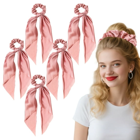 AUQ Scrunchies for Girls,Long Triangular Scarf with Ribbon Scrunchies ...