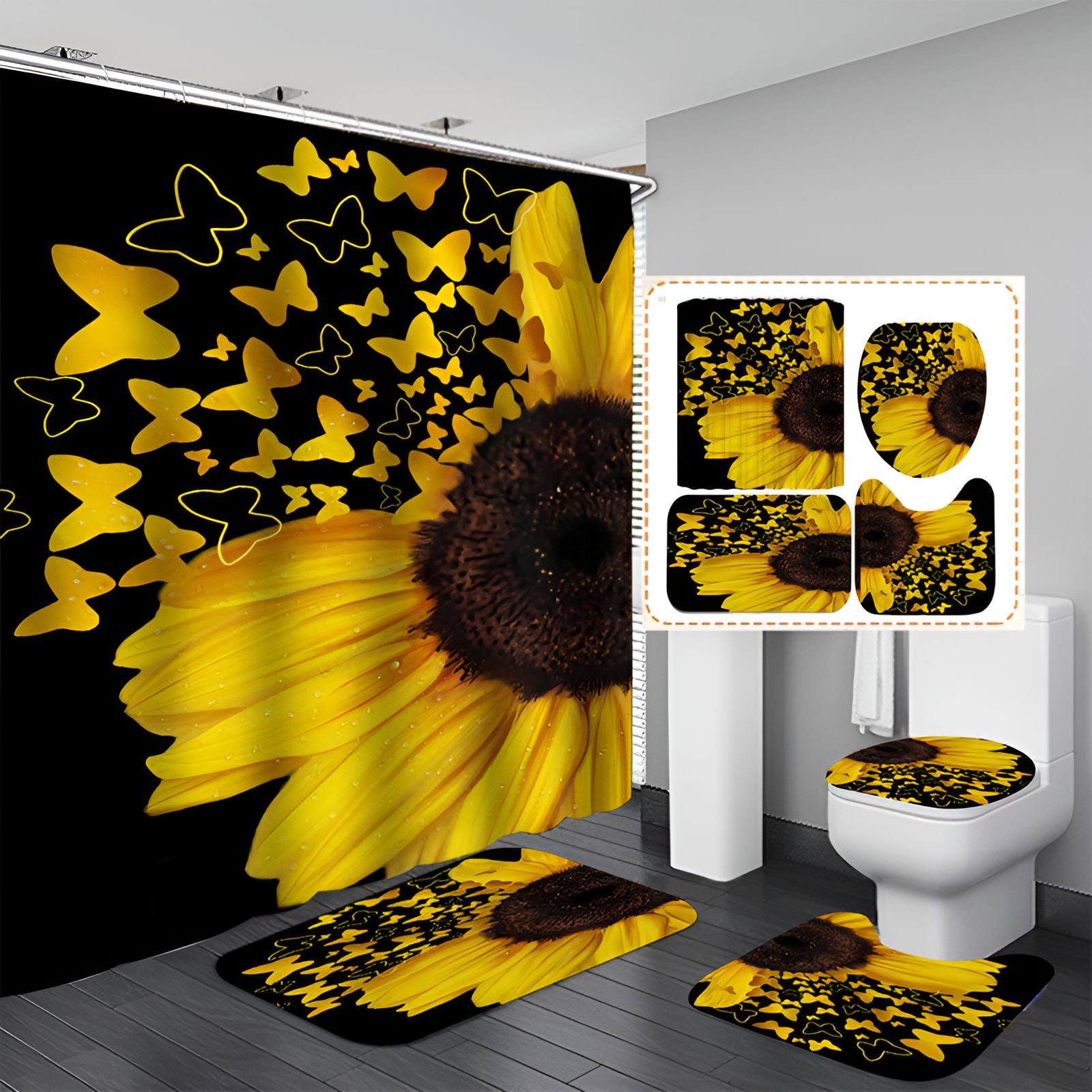 AUQ Shower Curtain Set,Bright Hue Lift Bathroom Shower Curtain Sets ...