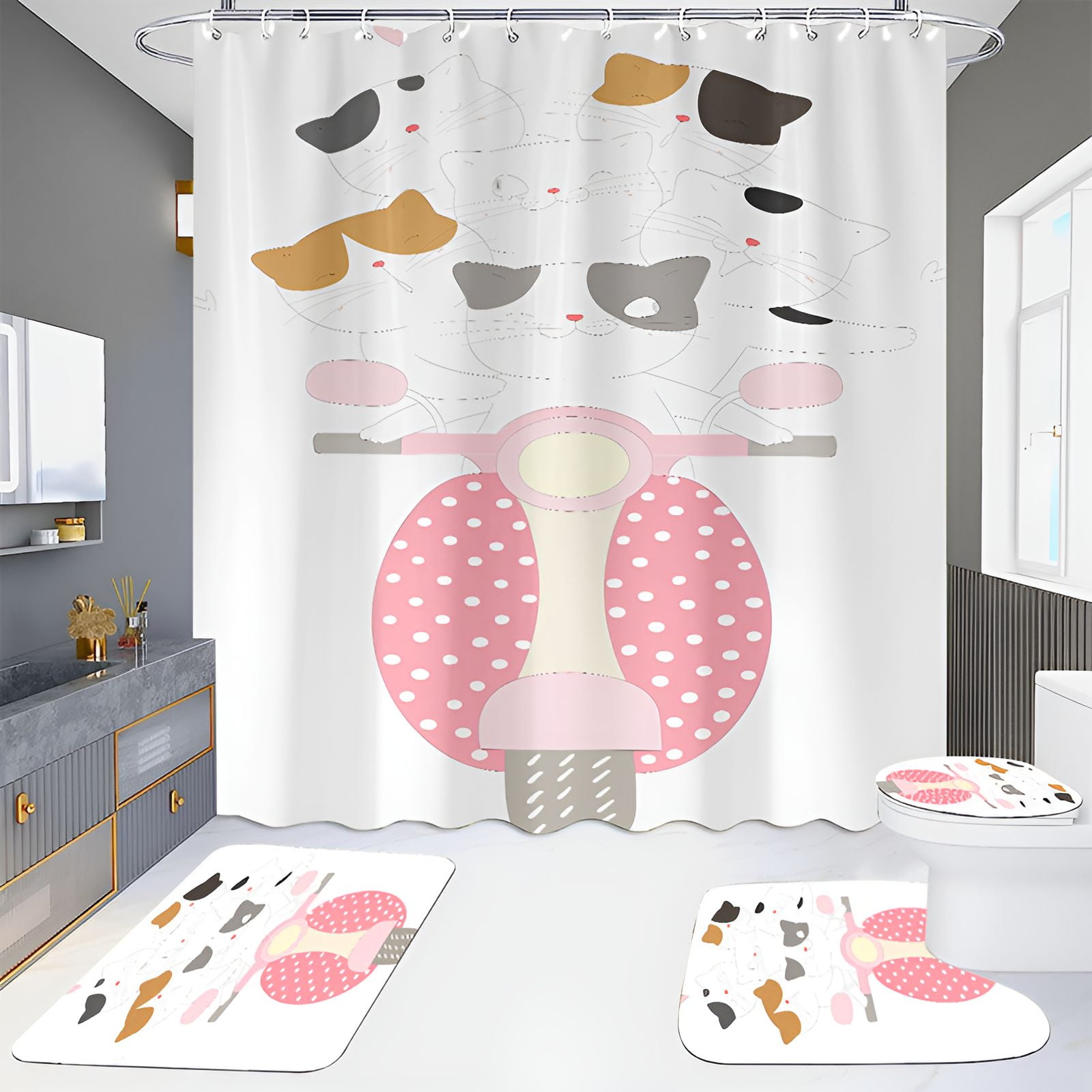 AUQ Shower Curtain Set,Jazzy Design Flare Bathroom Shower Curtain Sets ...