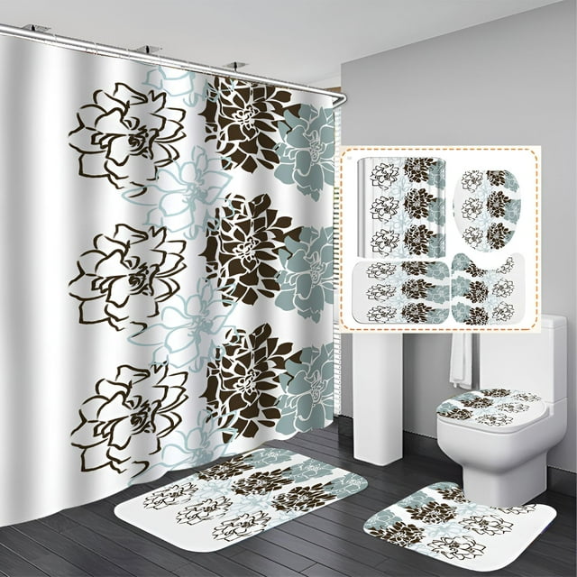 AUQ Shower Curtain Set,Light Wipe Flash Bathroom Shower Curtain Sets,No ...