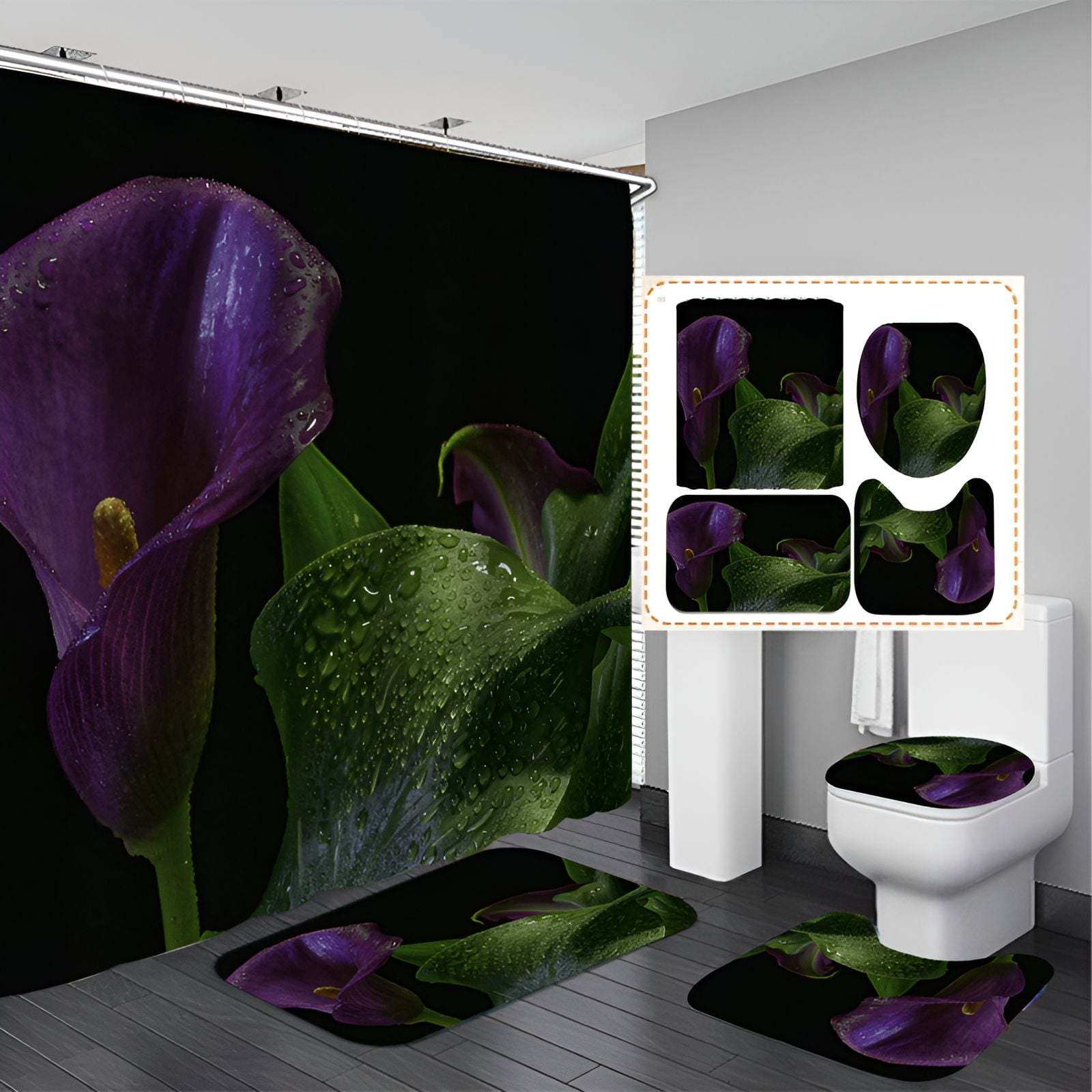 AUQ Shower Curtain Set,Strong Color Range Bathroom Shower Curtain Sets ...