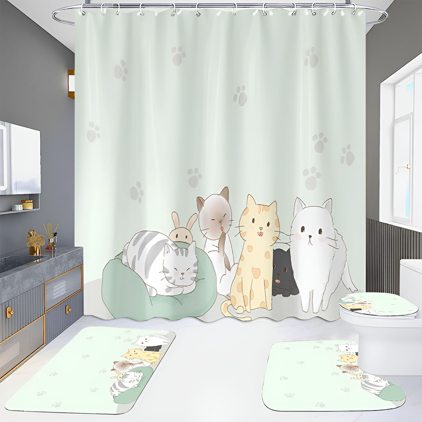 AUQ Shower Curtain Set,Swift Grime Snap Bathroom Shower Curtain Sets ...