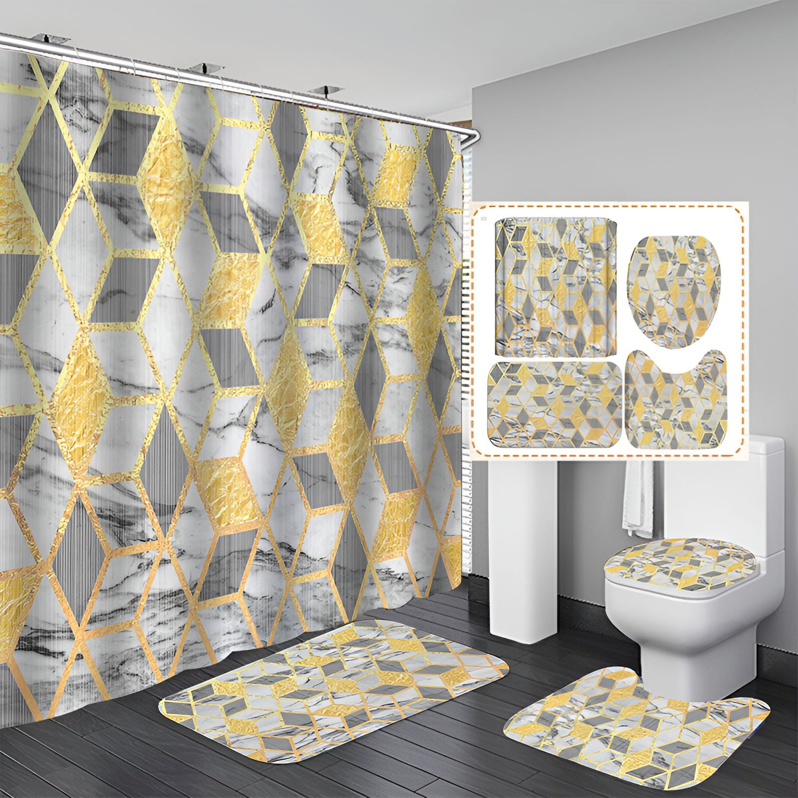 AUQ Shower Curtain Set,Varied Pattern Lift Bathroom Shower Curtain Sets ...
