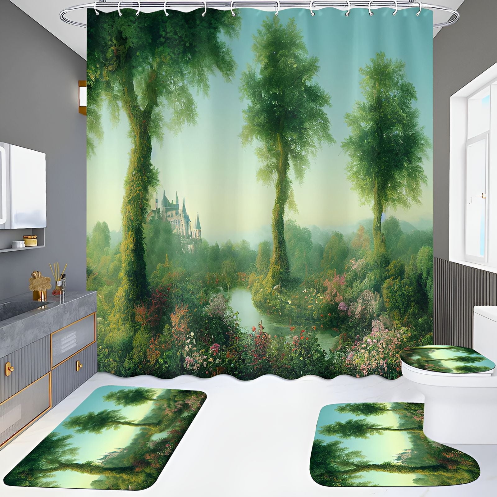 AUQ Shower Shower Curtain 71 "x71 "Shower Curtains for Bathroom Fabric ...