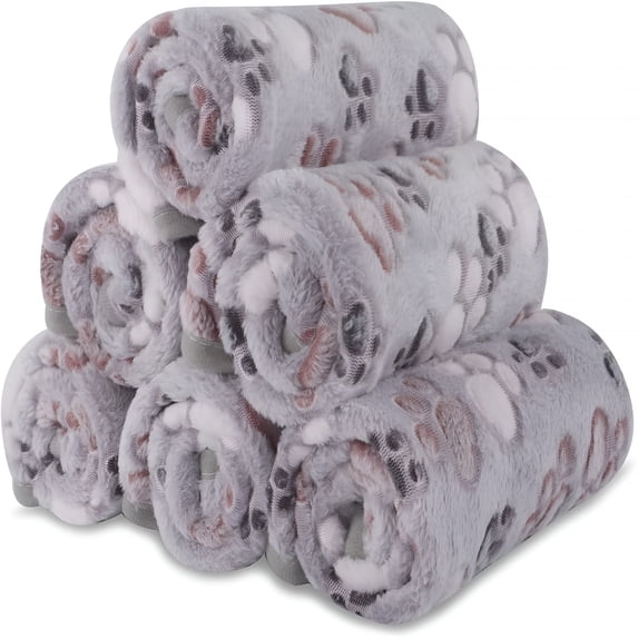AUQ Small Dog Blanket, Super Soft Warm Pet Cover Blankets, Paw Print ...