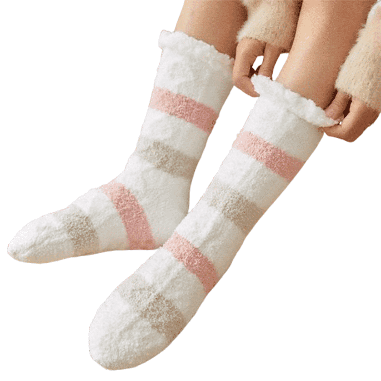AUQ Socks Charming Embroidered Fuzzy Socks,Cozy Long Socks for Snowy ...