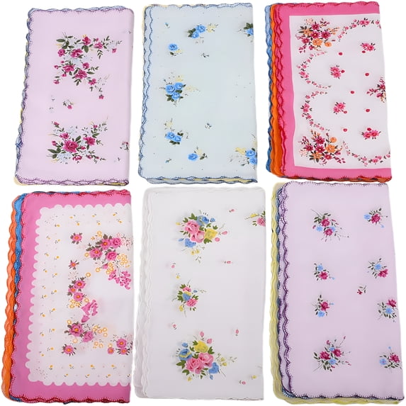 AUQ Soft Cotton Handkerchiefs for Women - 12 Pack Vintage Ladies ...