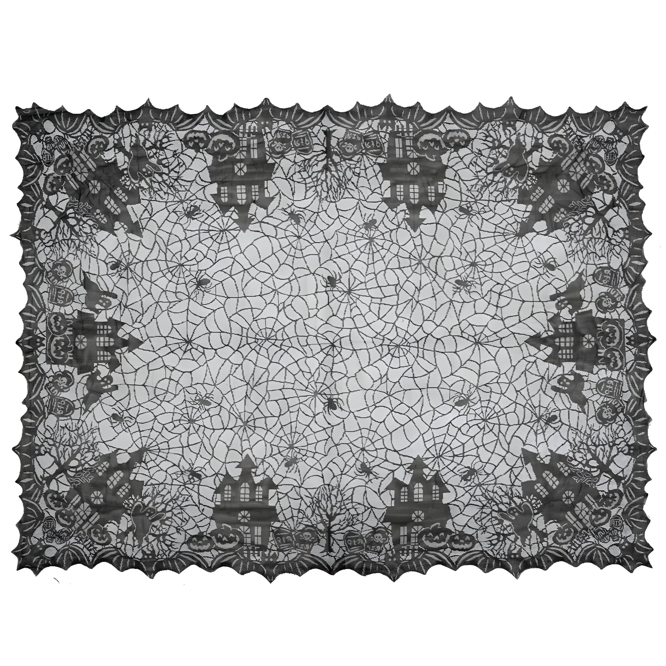 AUQ Spider Web Decoration Cloth Lace Tablecloth for Parties Black 1Pack ...