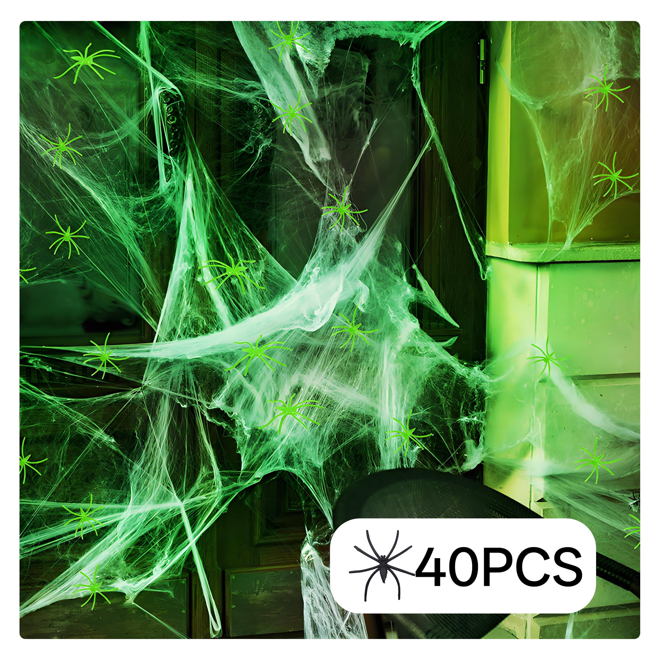 AUQ Spider Web Decoration,Spider Accessories Cobweb,Luminous Halloween ...