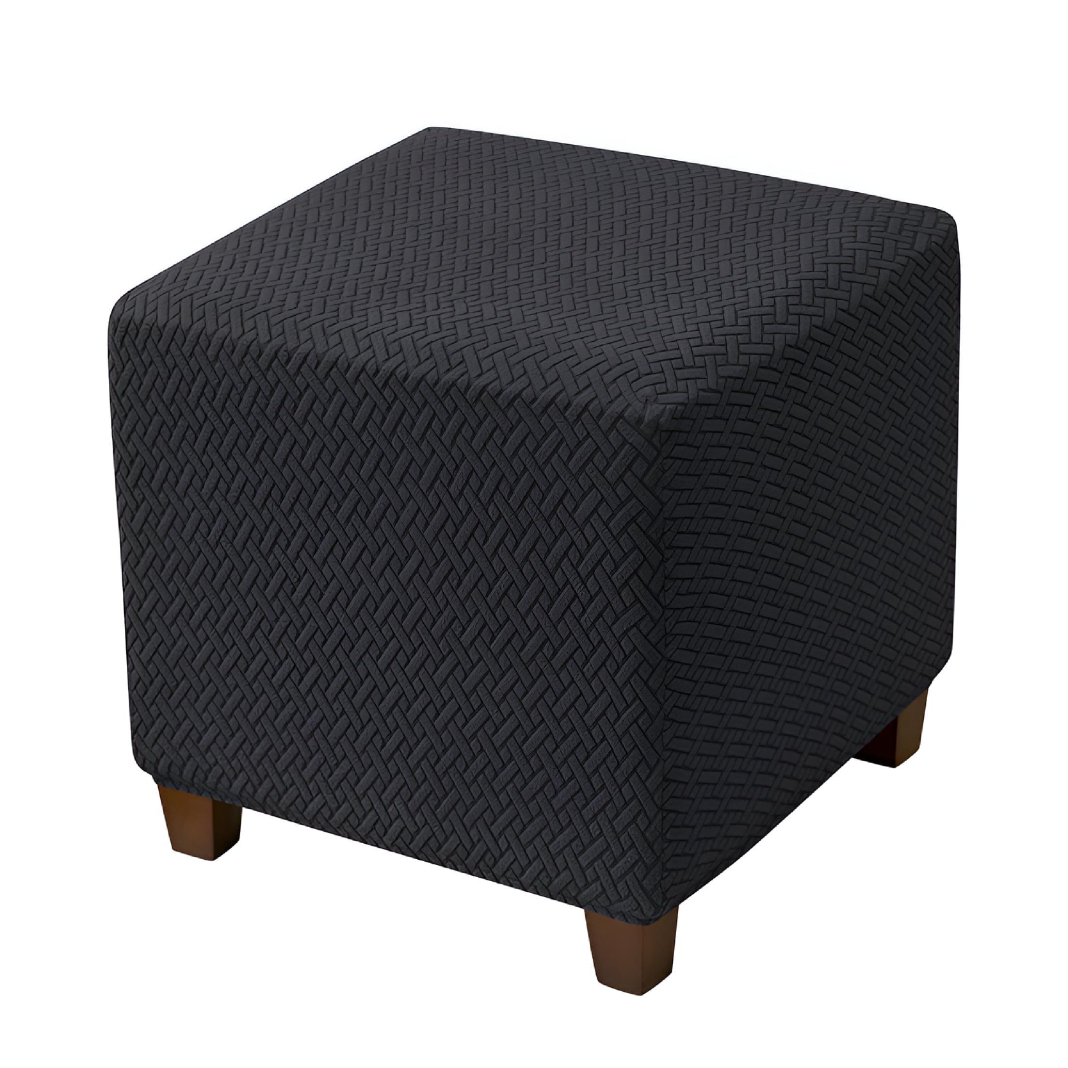 AUQ Square Jacquard Ottoman Stool Cover Elastic All-inclusive Footstool ...