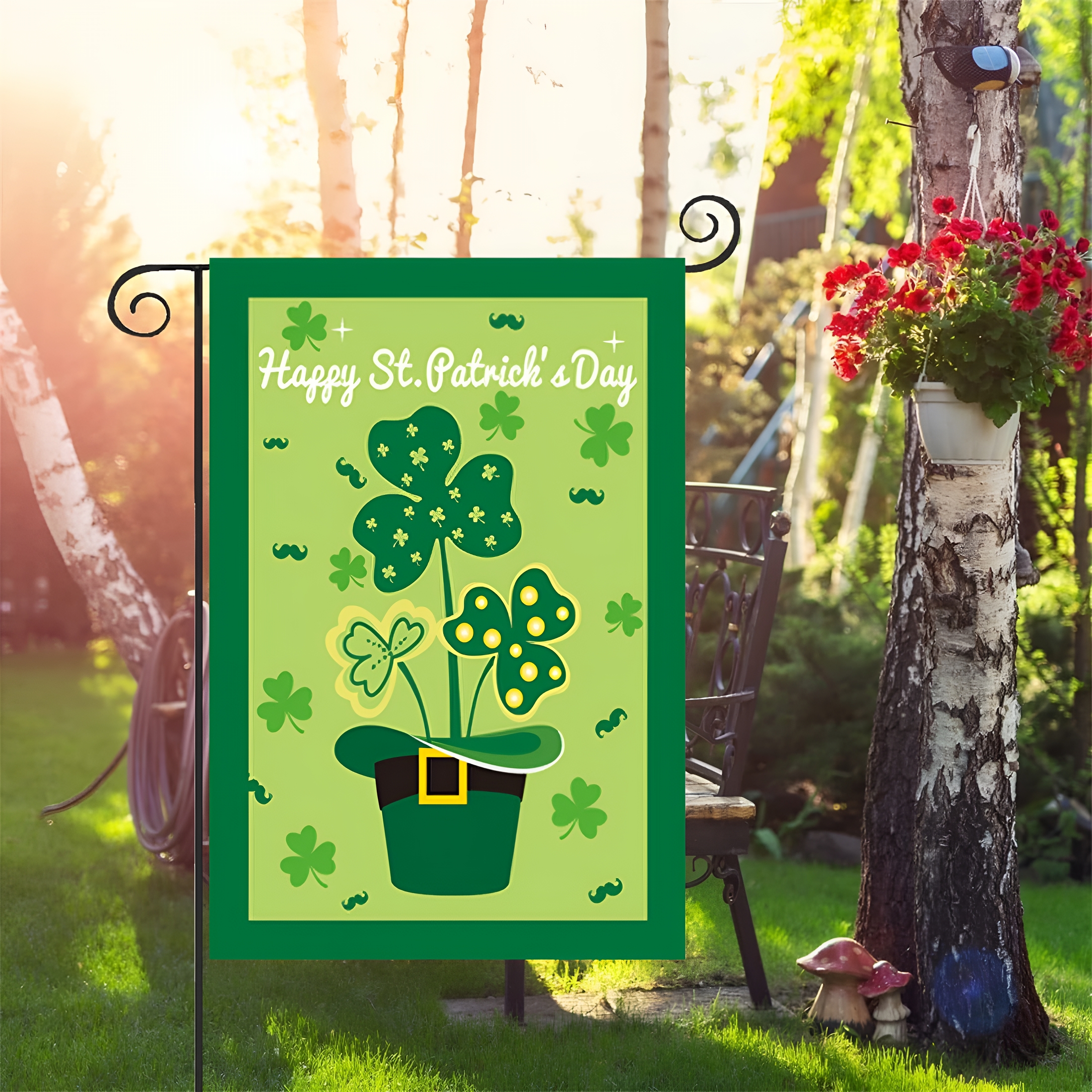 AUQ St. Patrick's Day Garden Flag Double Sided Shamrock St. Patricks ...