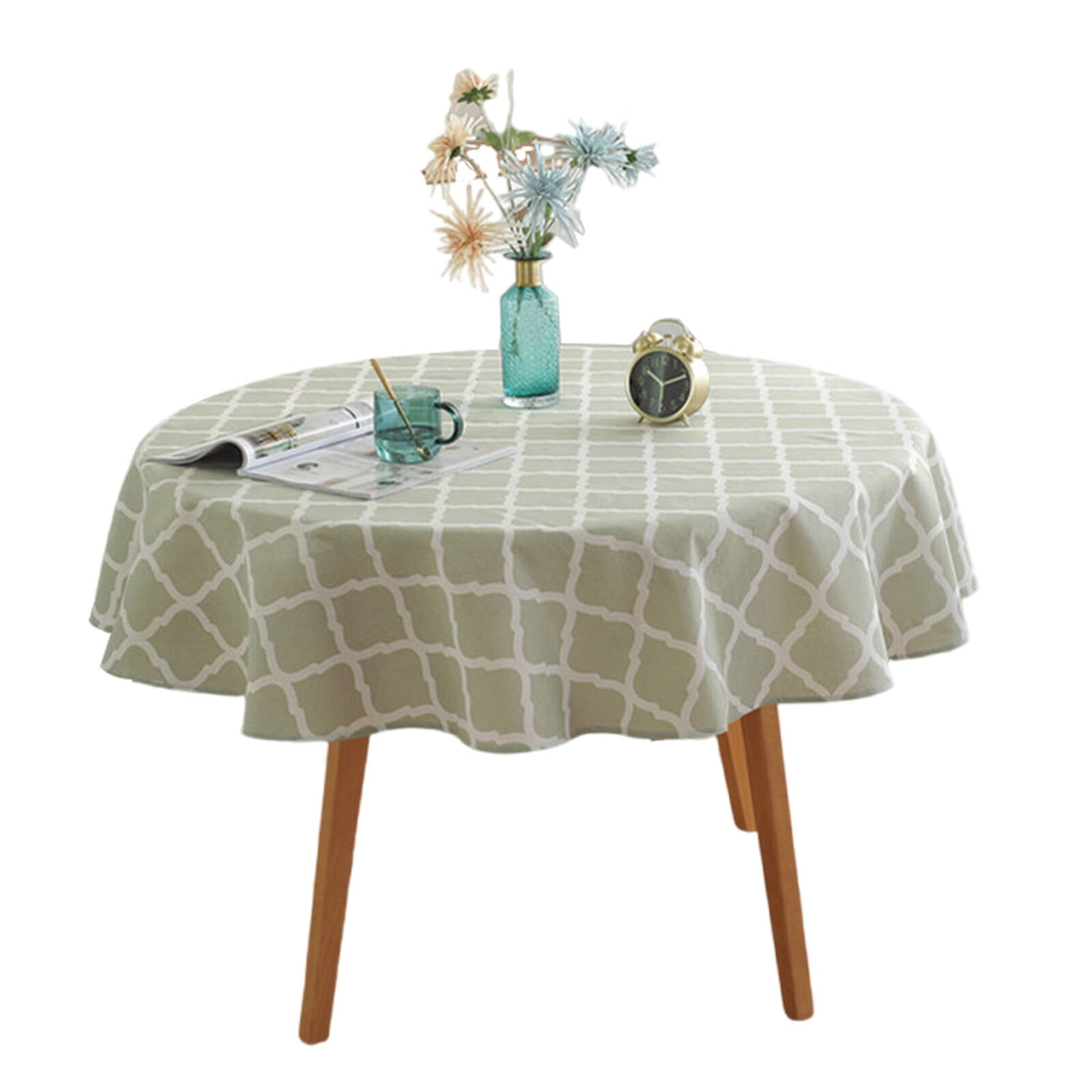 AUQ Table Cloth Easy-Care Cotton Linen Fabric Circular Table,Functional ...