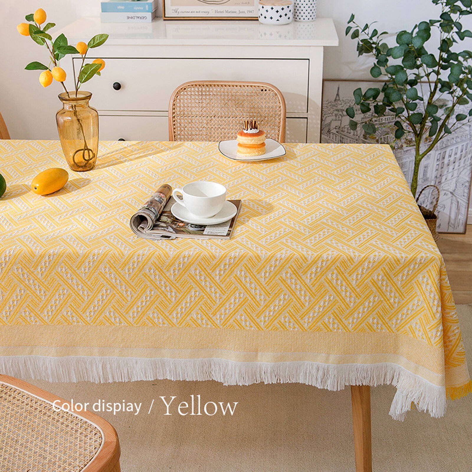 AUQ Table Cloth,Handcrafted Tassel Design Tablecloths,Unbleached Cotton Table Covers,180*180CM ...
