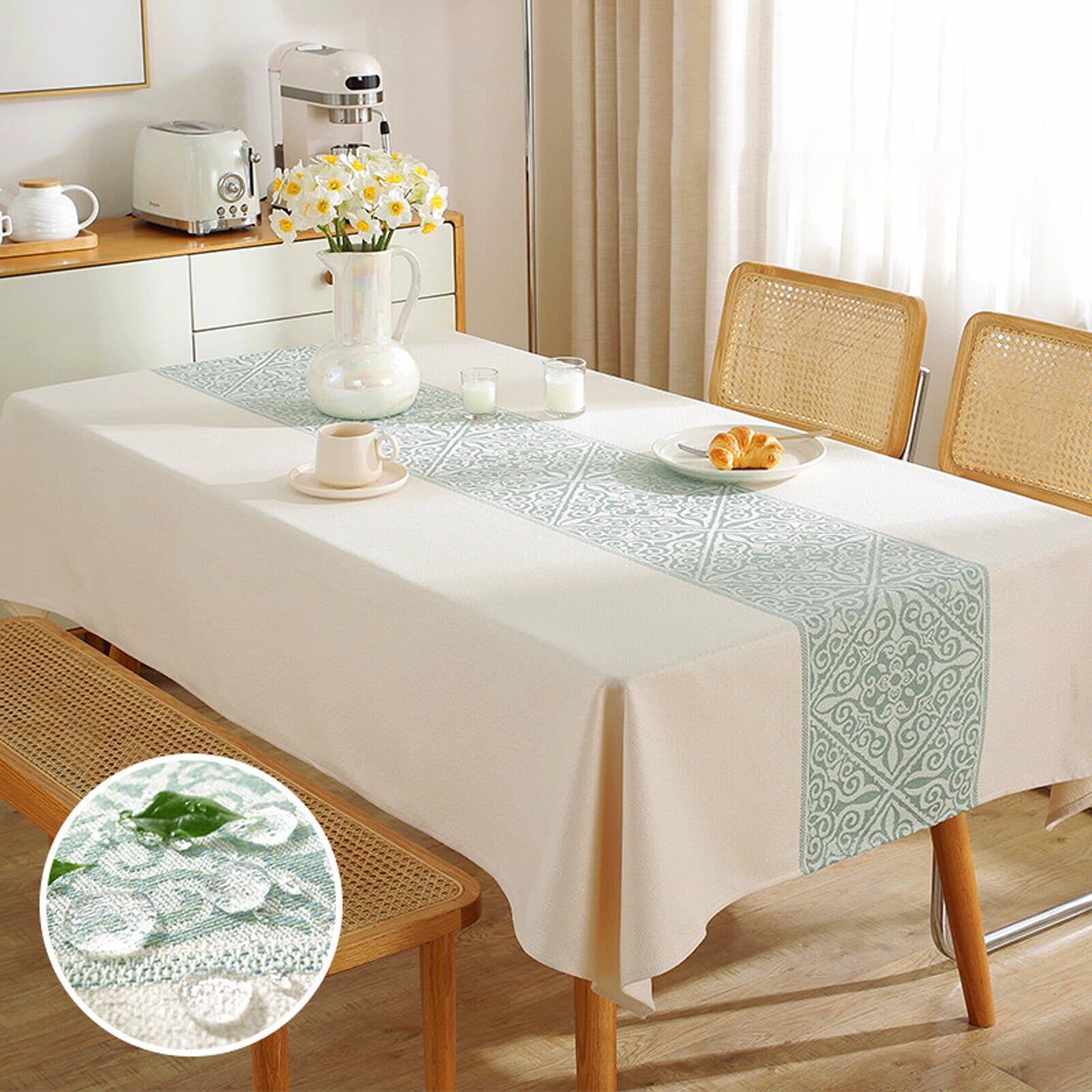 AUQ Table Cloth,Premium Cotton Linen Fabric Table Cover,Water & Oil ...