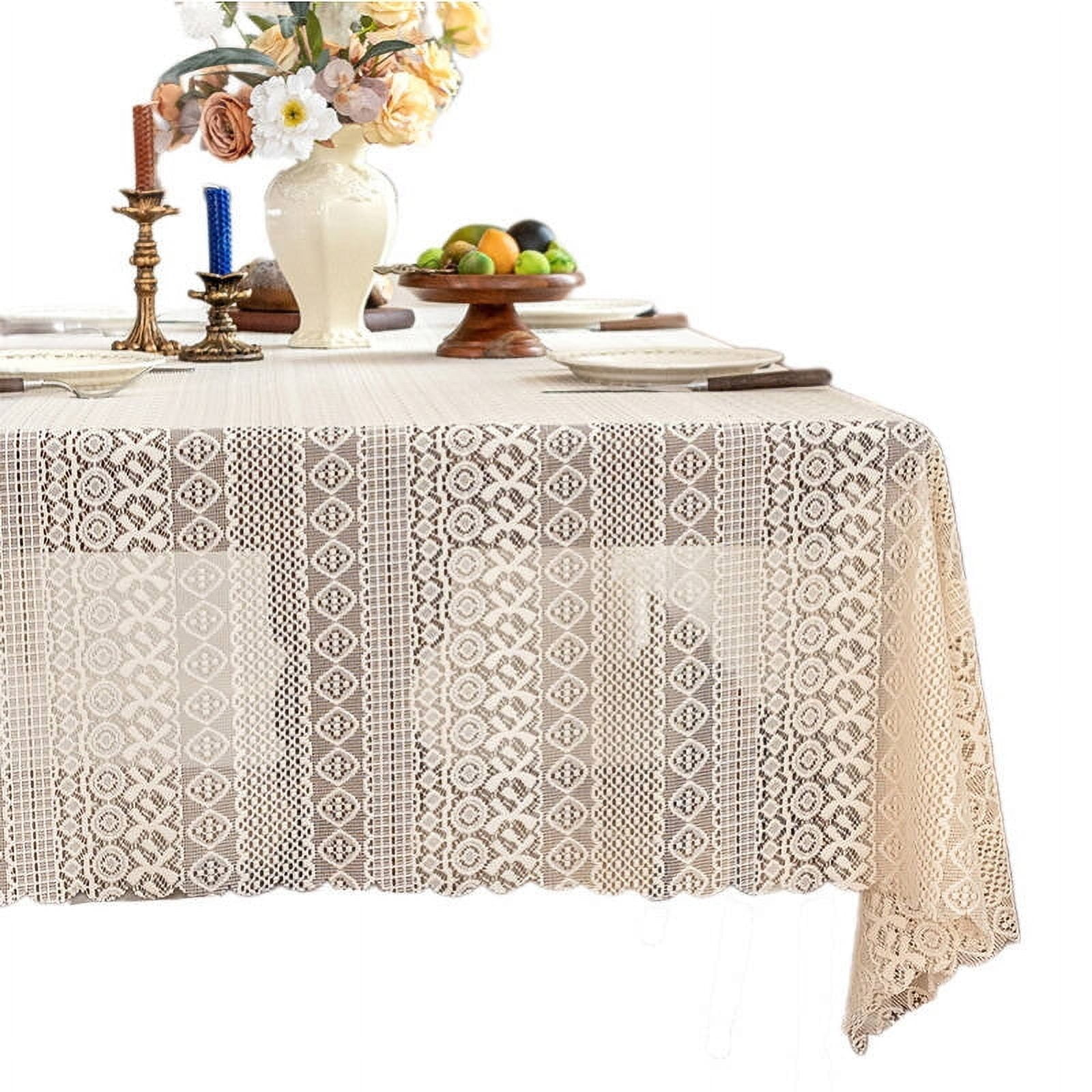 AUQ Table Cloth Refined Lace Embellished Table Cover,Stylish Tablecloth ...