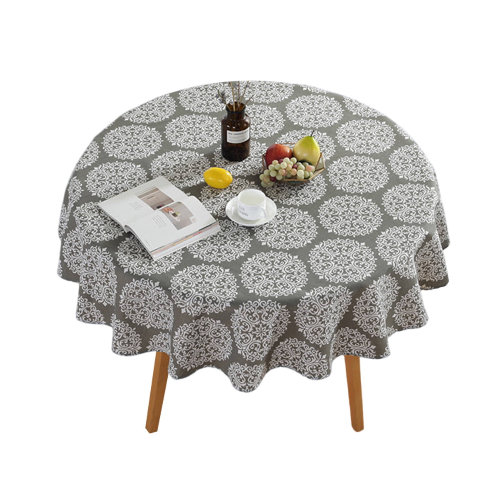 AUQ Table Cloth Soft Cotton Linen Fabric Circular Table,Stylish Round ...