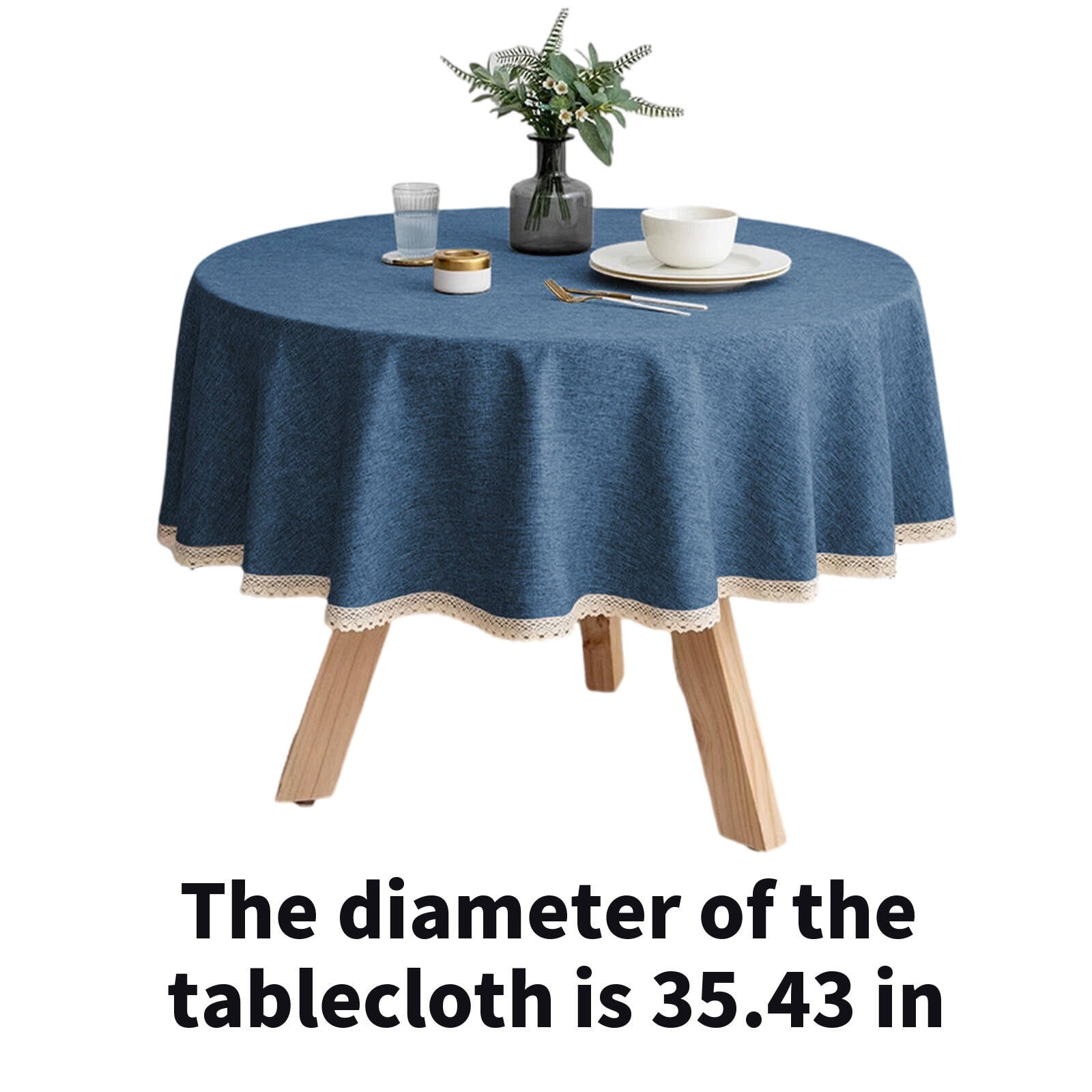 AUQ Table Cloth Soft Cotton Linen Round Tablecloth,Elegant Floral ...