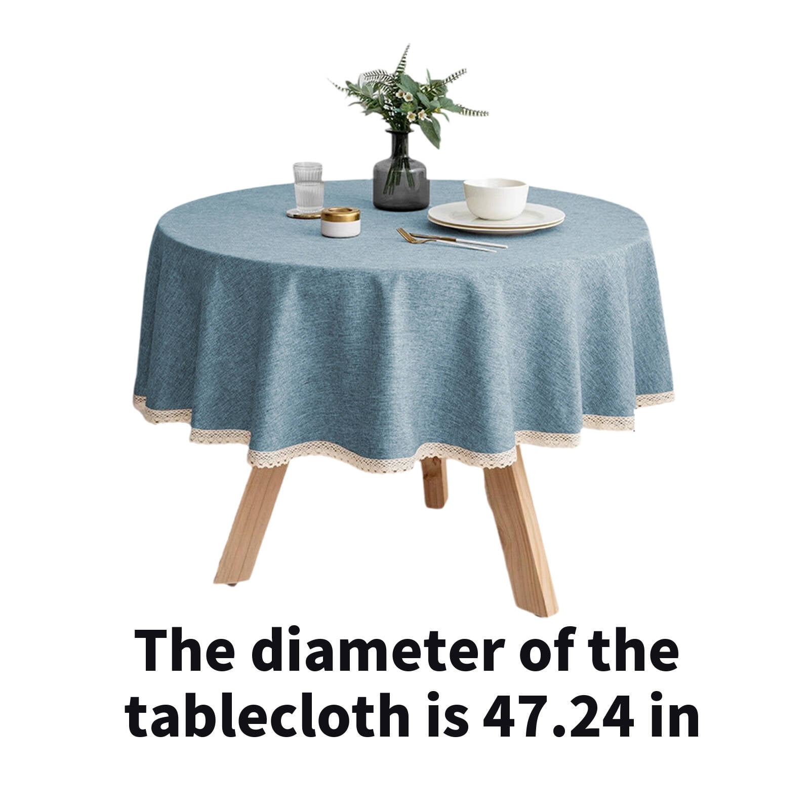 AUQ Table Cloth Soft Cotton Linen Round Tablecloth,Elegant Lace ...