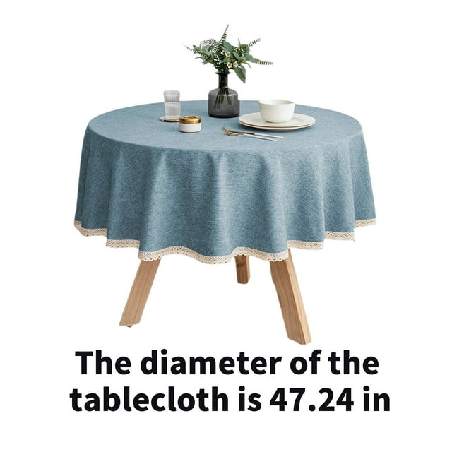 AUQ Table Cloth Soft Cotton Linen Round Tablecloth,Elegant Lace ...