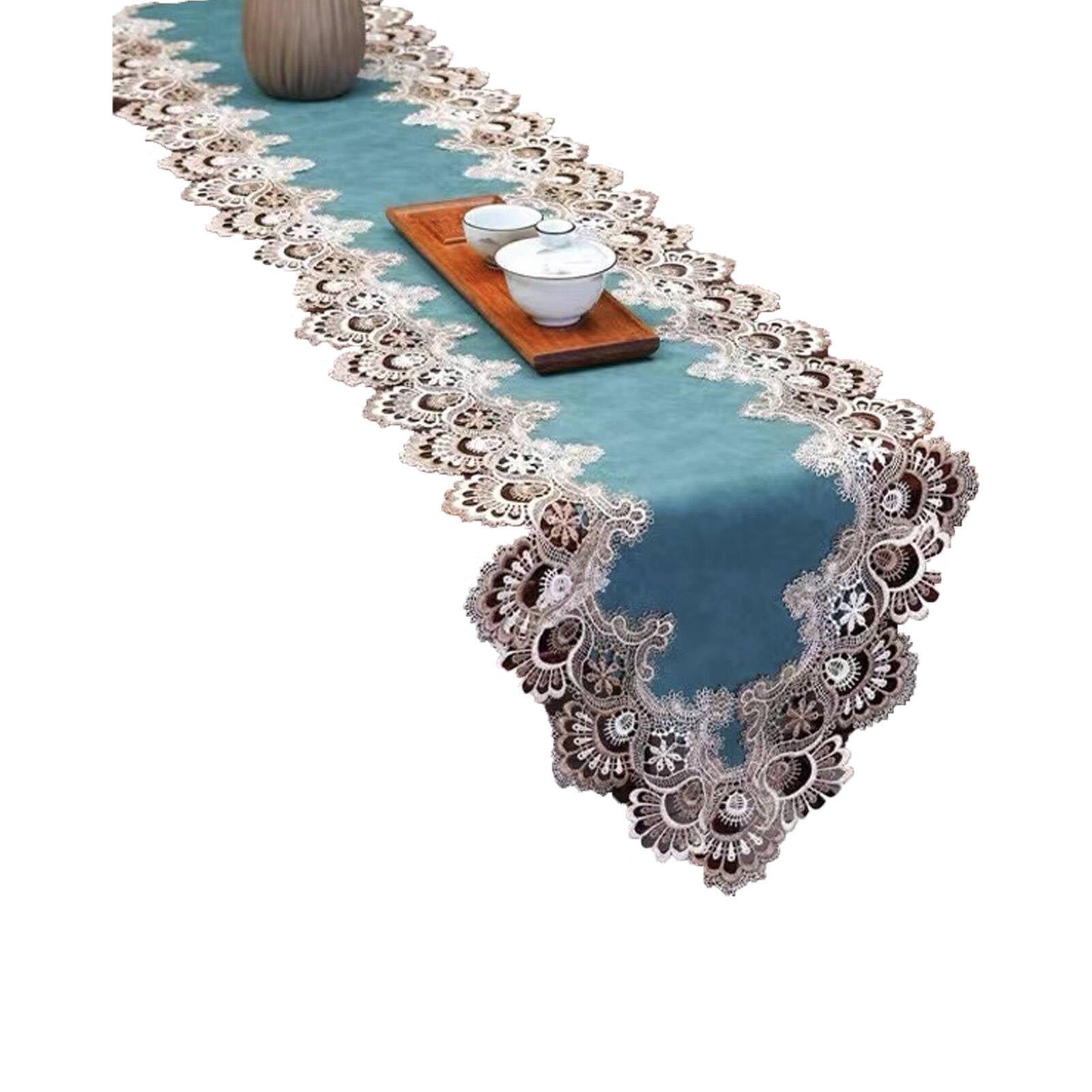AUQ Table Runner,Elegant Design with Lace Trim Table Cloth,Waterproof ...