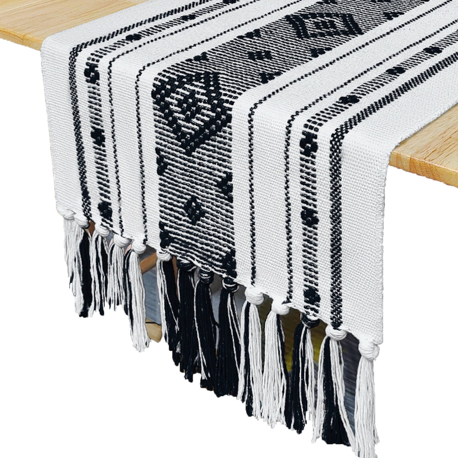 AUQ Table Runner,Elegant Diamond Pattern Table Cloth,Handcrafted Tassel ...