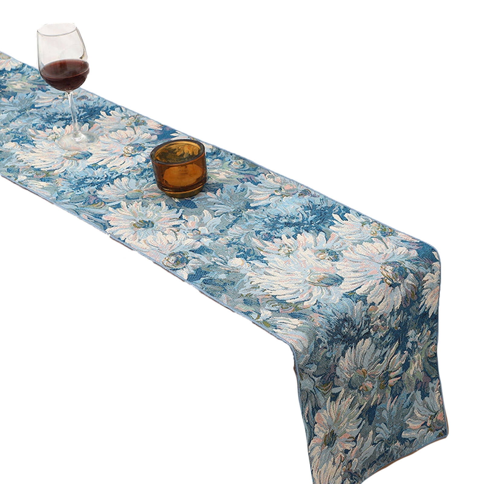 AUQ Table Runner,Flower Pattern Design Table Mats,Country Rustic Style ...