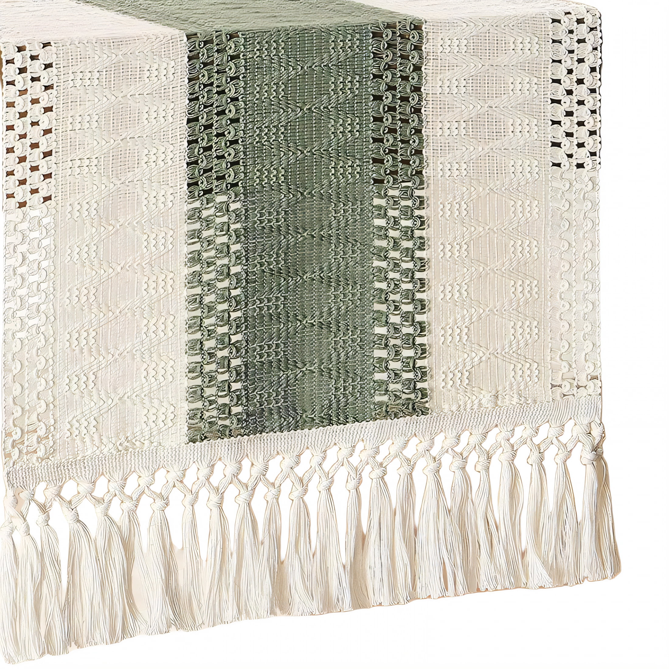 AUQ Table Runner,Knotted String Fringe Table Runners 90 Inches Long ...