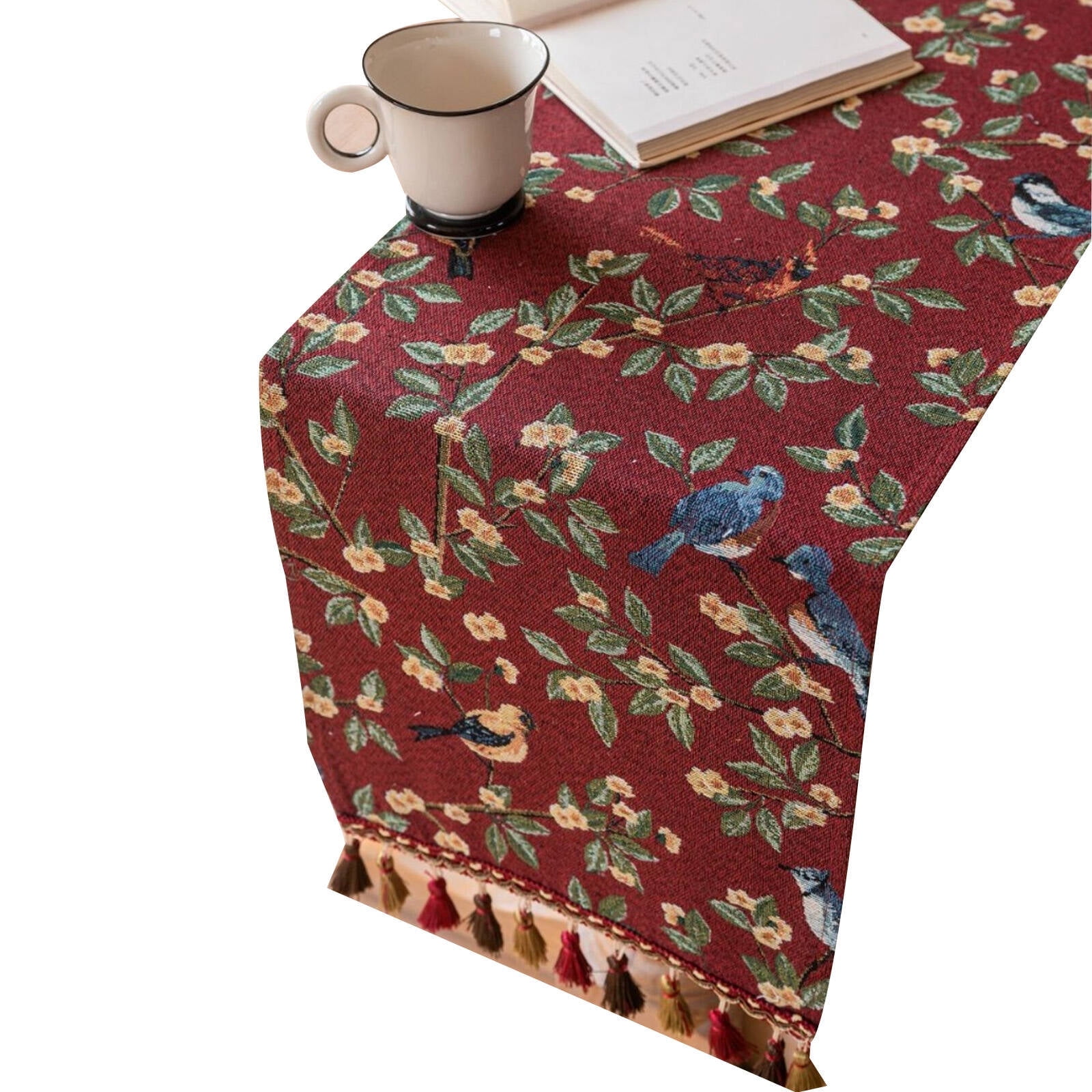 AUQ Table Runner,Scandinavian Jacquard Design Table Cloth,Festive Red ...