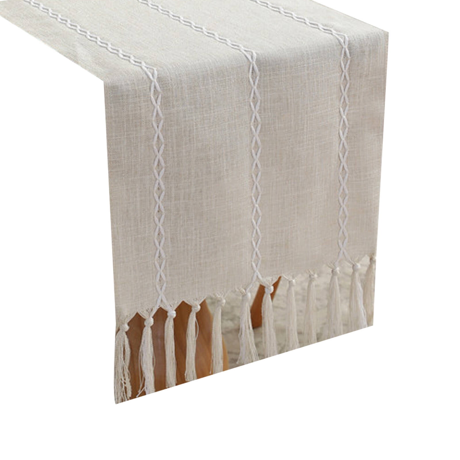 AUQ Table Runner,Simple and Cozy Aesthetic Table Cover,Chic Tassel ...