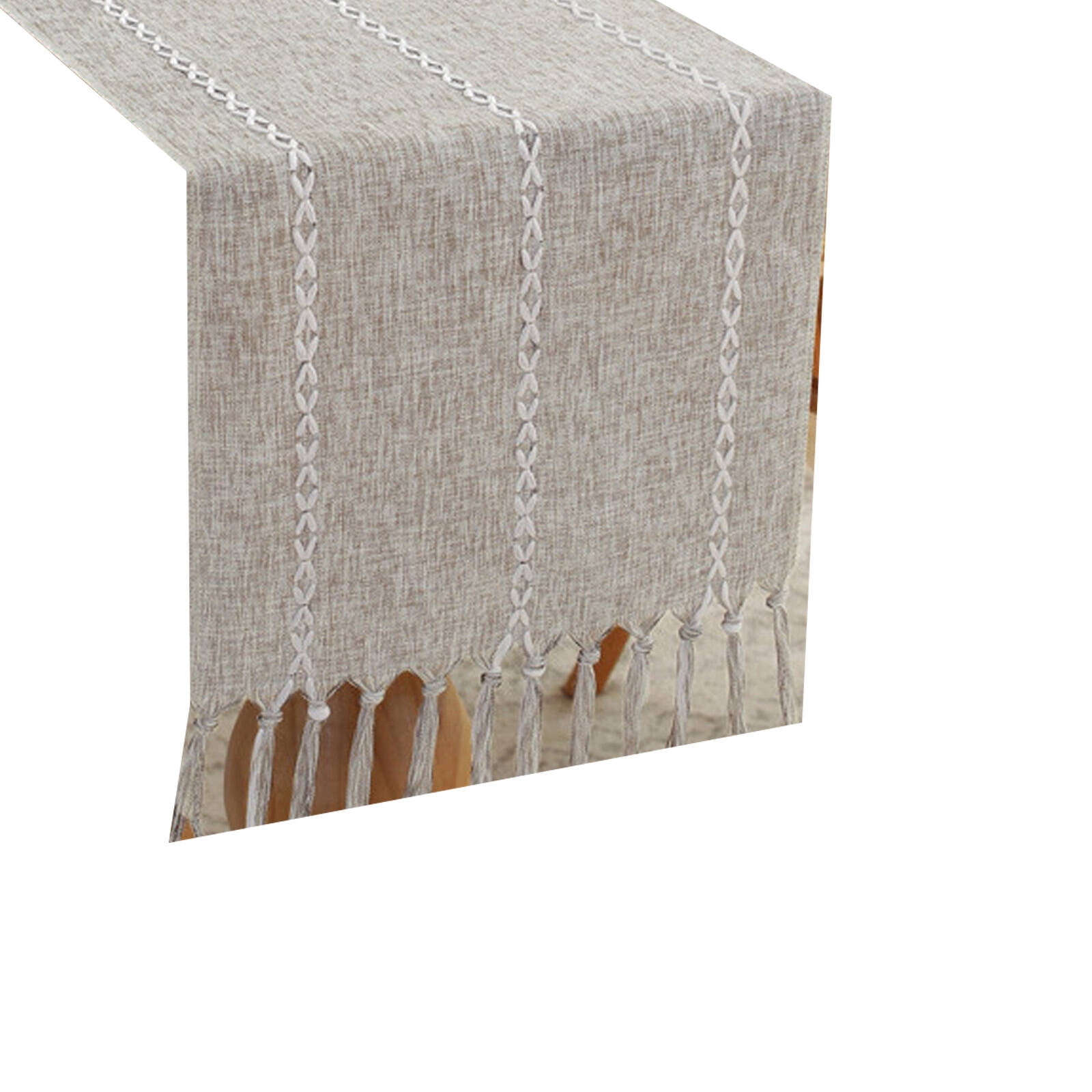 AUQ Table Runner,Simple and Cozy Aesthetic Table Cover,Chic Tassel ...