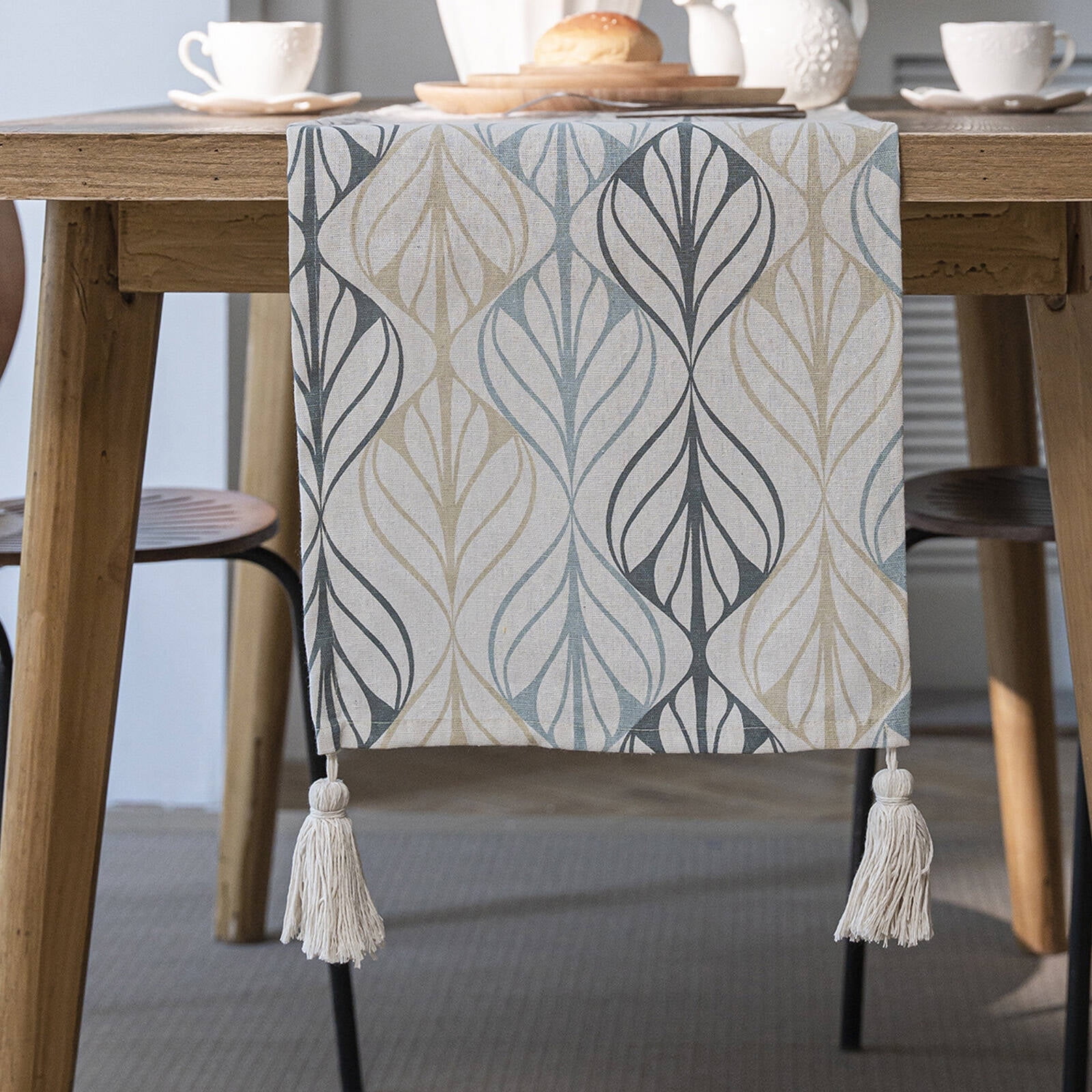 AUQ Table Runner,Vintage Print Design Table Runners,Lightweight Single ...