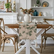 "Zhudiyof Beige Rustic Linen Table Runner, 13""×72"", Hand-Tassels, Farmhouse Style for Dining ...