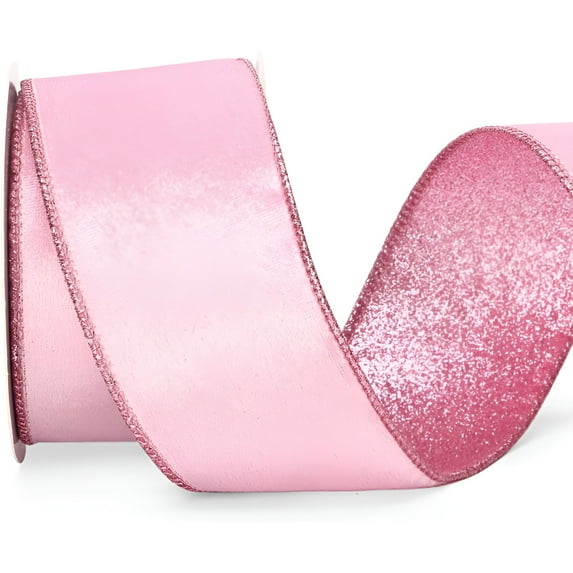 AUQ Velvet Wired Ribbon 2.5 Inch Glitter Christmas Ribbon for Christmas ...