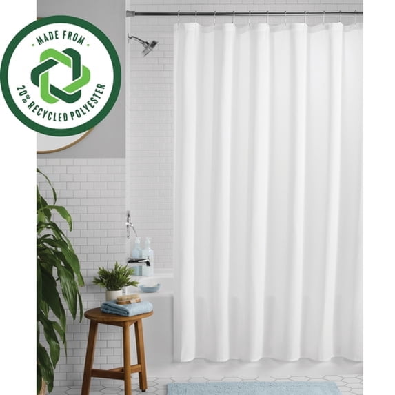 AUQ Waffle-Weave Fabric Shower Curtain,Textured Cotton Blend with ...