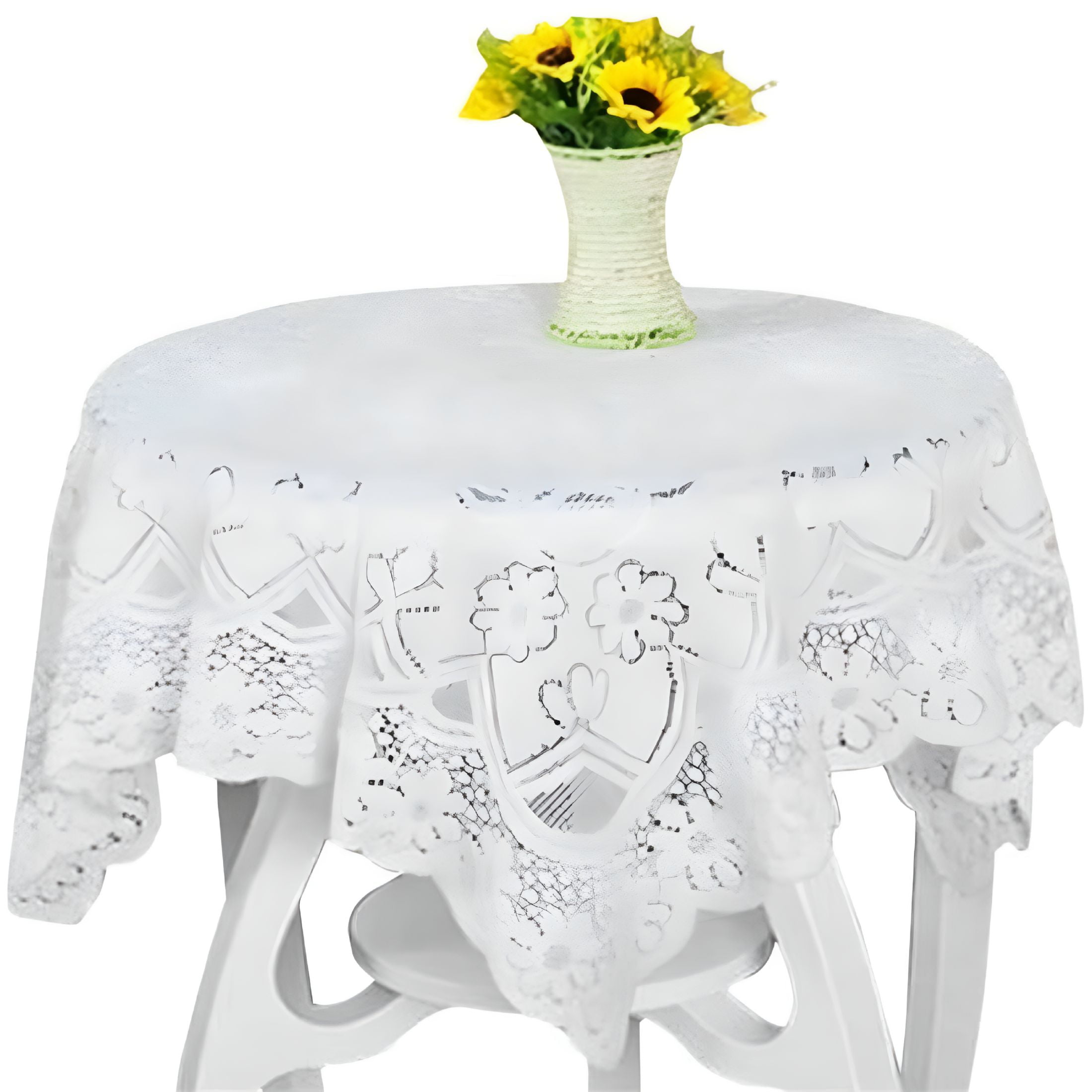 AUQ White Lace Flower Embroidery Small Square Tablecloth Rustic Wedding ...