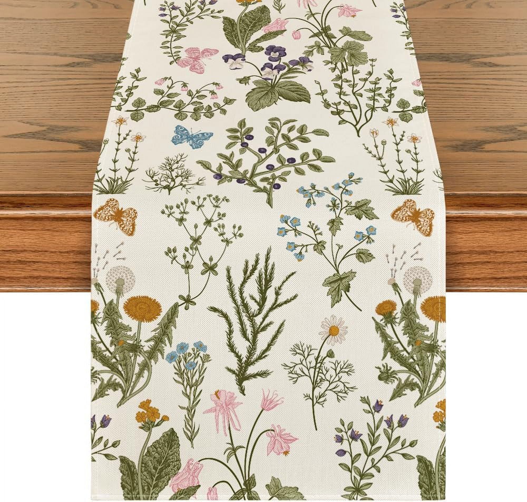 AUQ Wildflowers Floral Spring Table Runner,Butterfly Seasonal Summer ...