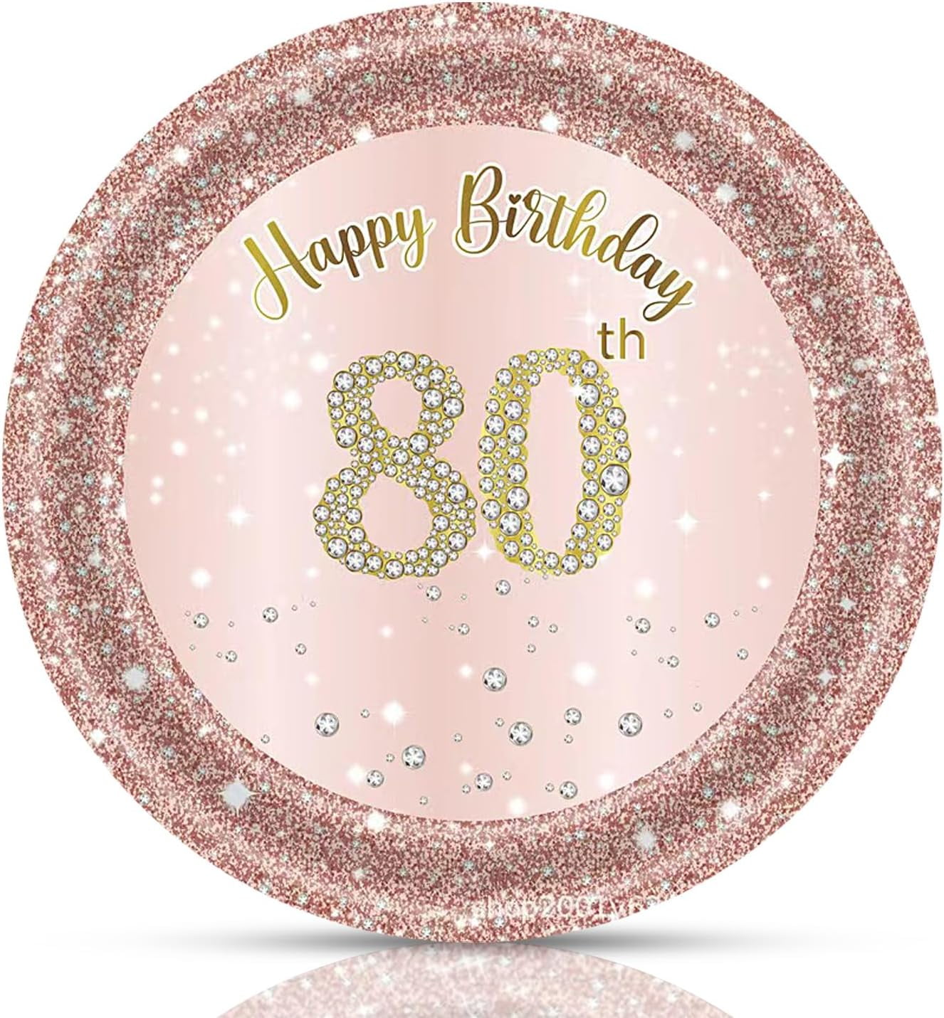 AUR 80th Birthday Decorations,50Pcs 7" 80th Birthday Paperplates,Rose ...