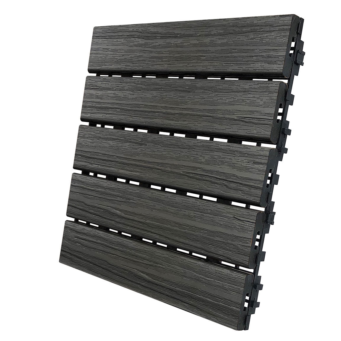 AURA 12" x 12" Premium Polymer Outdoor Patio Deck Tile, Driftwood Gray ...