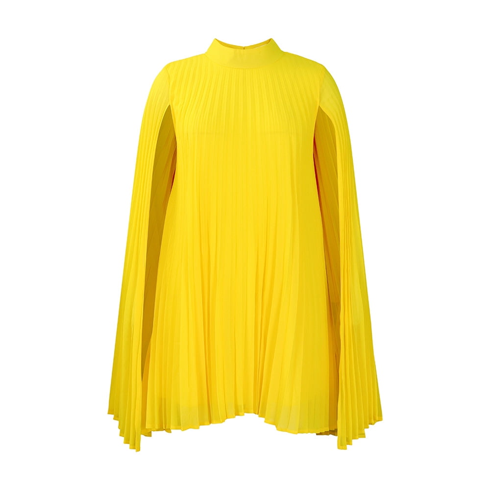 AURA Chiffon Midi Dress Cape Batwing Extra Long Sleeve Round Neck High ...
