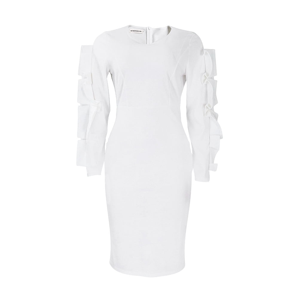 AURA Plus Size Autumn Long Sleeve Pencil Dress Elegant High Waist ...