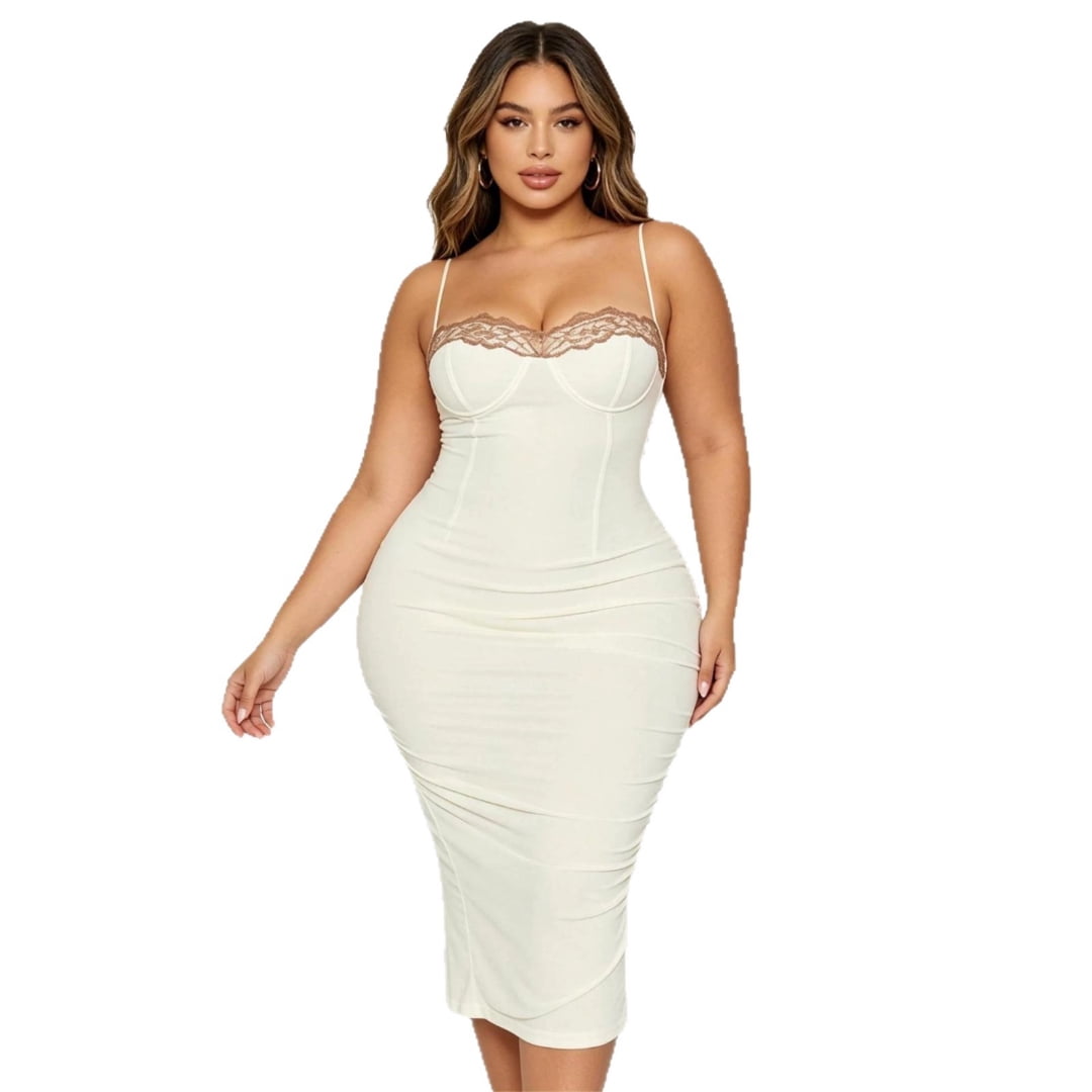 AURA Plus Size Bodycon Mermaid Dress Lace Strapless Maxi Slim Fit ...