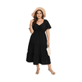 AURA Plus Size Vacation Maxi Dress Women V Neck High Waist Flutter ...