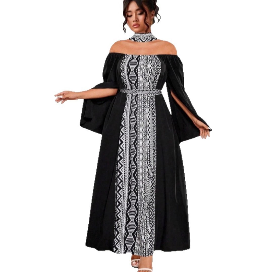 AURA Plus Size Women Long Dress Off Shoulder Elegant Office Commuter ...