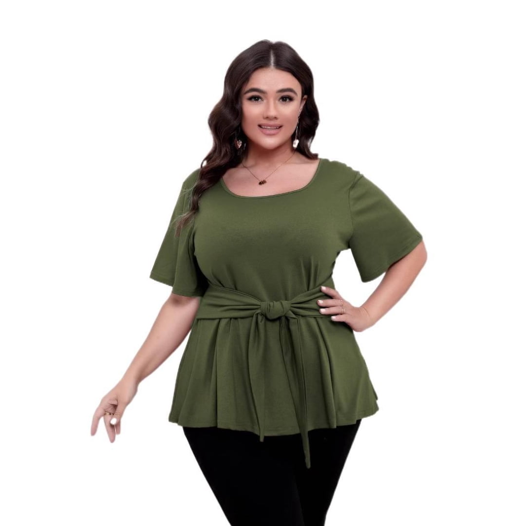 AURA Plus Size Women T Shirt Short Sleeve Round Neck Cotton Polyester ...