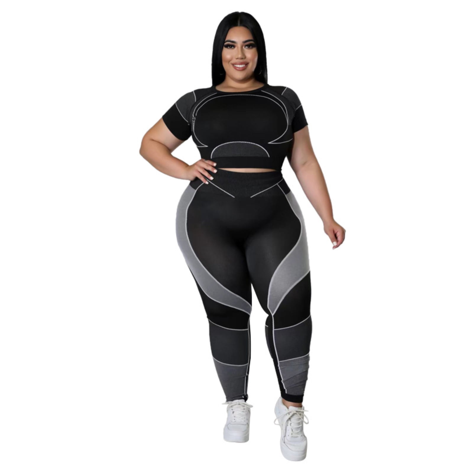AURA Plus Size Yoga Set Women Workout Outfit XL-5XL Activewear Gym ...